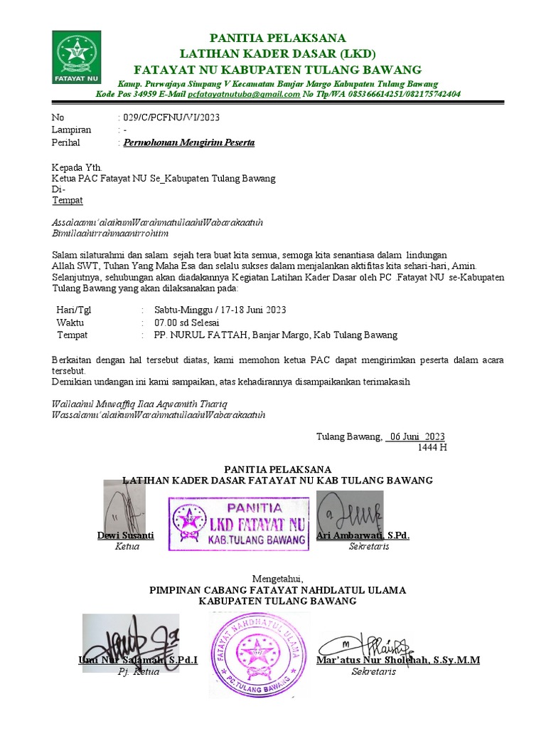 SURAT IZIN LKD FATAYAT NU-fix | PDF