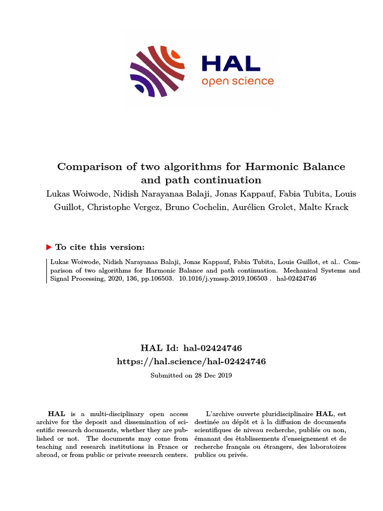 Woiwode Et Al. - 2020 - Comparison of Two Algorithms For Harmonic ... Woiwode Et Al. - 2020 - Comparison of Two Algorithms For Harmonic ...