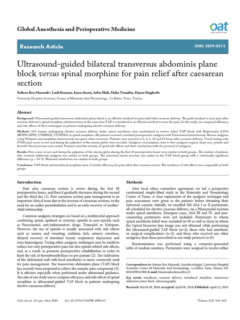 Marzouk S.B | PDF | Analgesic | Caesarean Section
