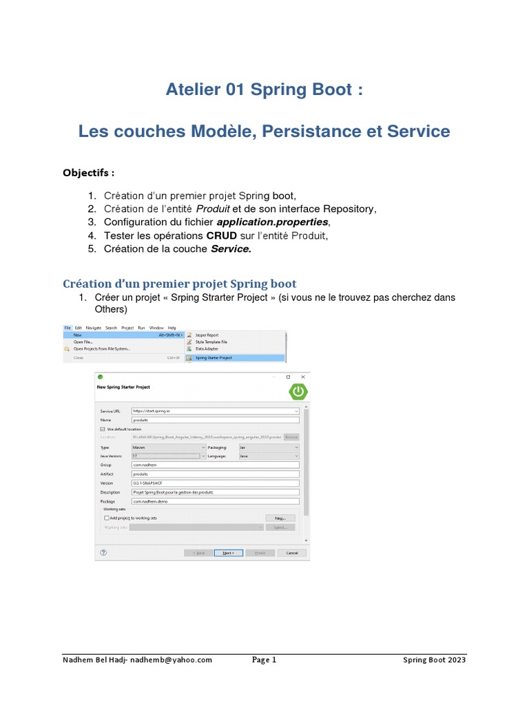 Atelier Spring Boot : Modèle, Persistance, Service | PDF | Logiciel | Programmation orientée objet