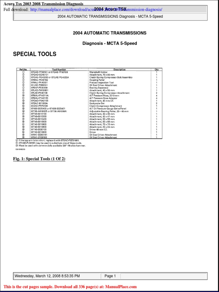 2004 Acura TSX Transmission Diagnosis Guide | PDF | Electrical ...
