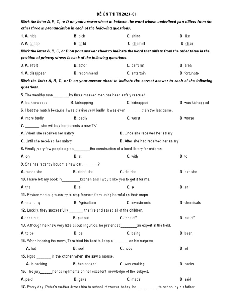 Đề 1 | PDF | Vietnamese People | Vietnam