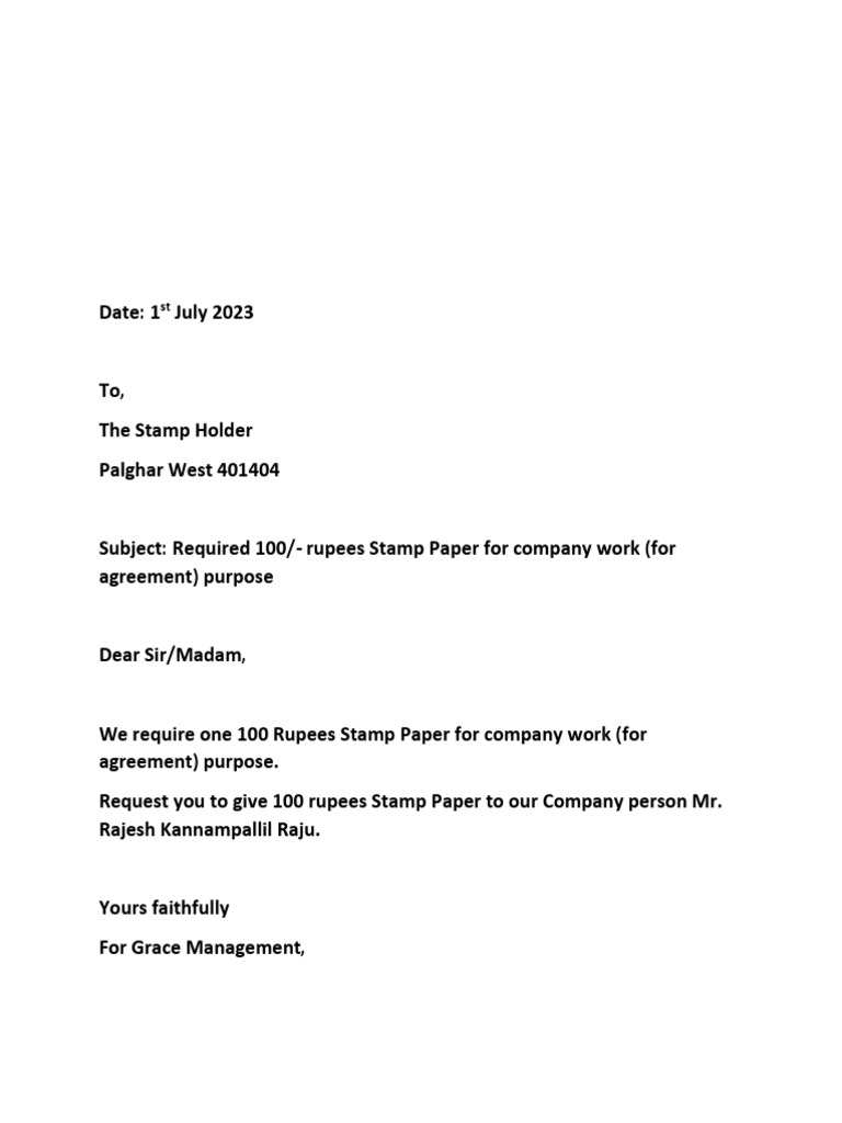 Request Letter For Stamp Paper | PDF
