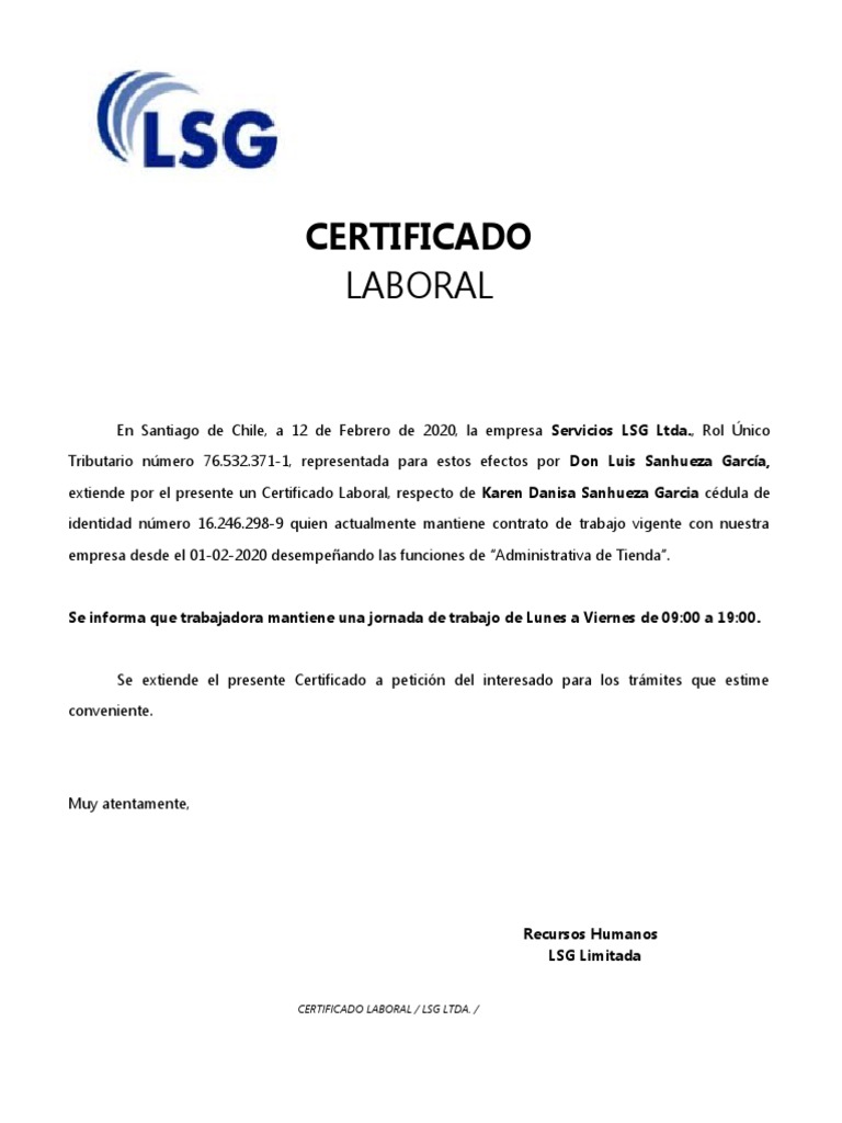 Certificado Laboral | PDF
