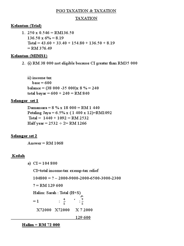 Answer PGG Tax & Matrices | PDF | Money | Microeconomics