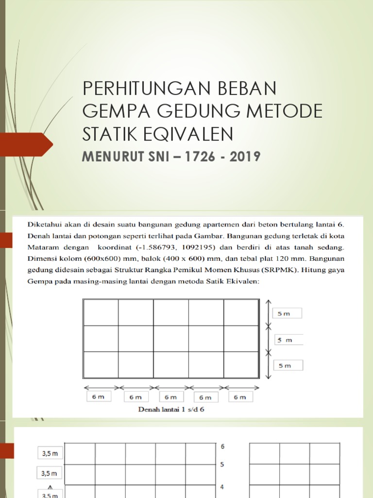 Kuliah 5. Perhitungan Beban Gempa Statik Eqivalen SNI 2019 | PDF
