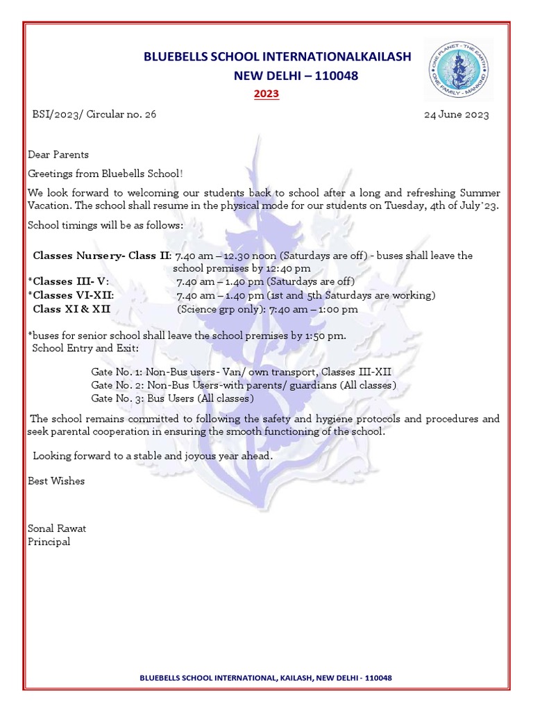 School Reopening Notice 2023 | PDF