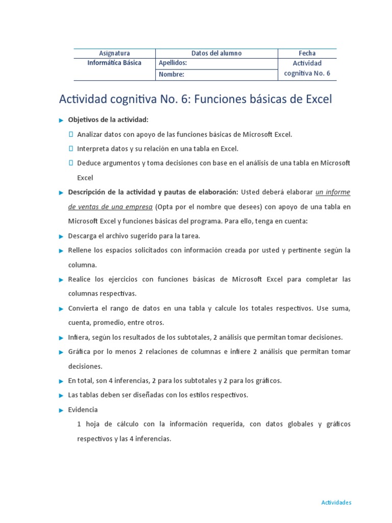 Funciones Básicas Excel: Análisis Ventas | PDF