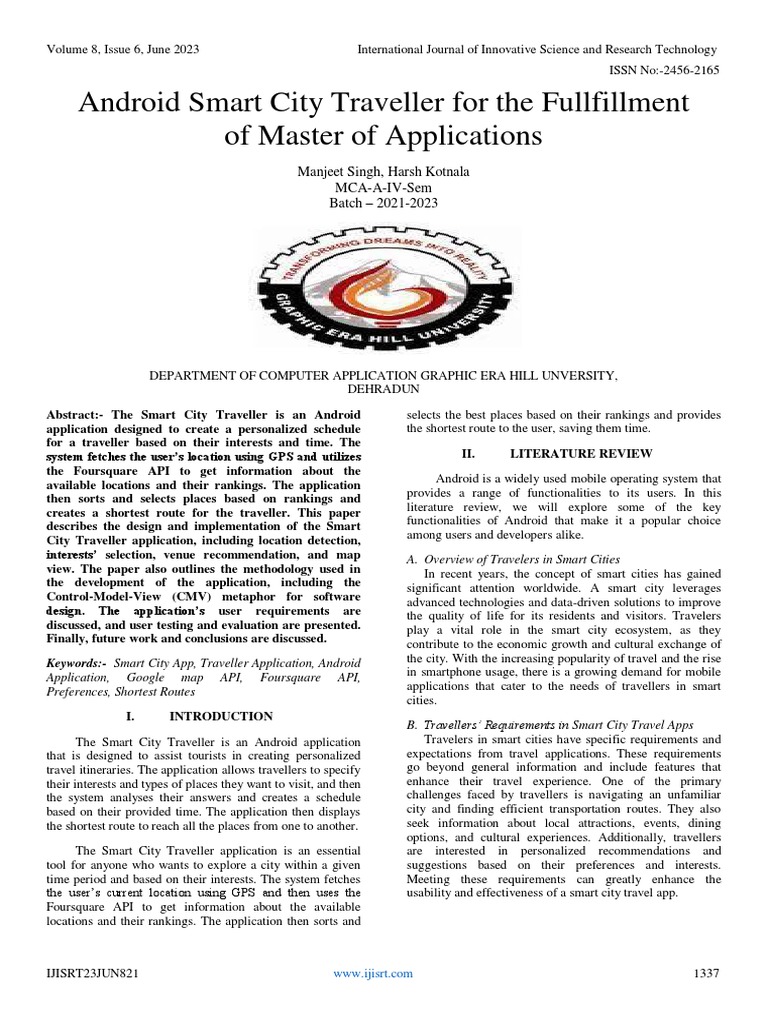 Android Smart City Traveller For The Fullfillment Of Master Of Applications Pdf Android