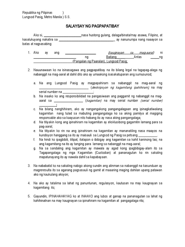 Salaysay NG Pagpapatibay | PDF
