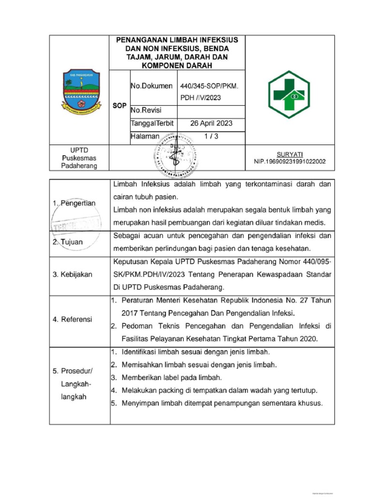 SOP penanganan limbah 2023 | PDF