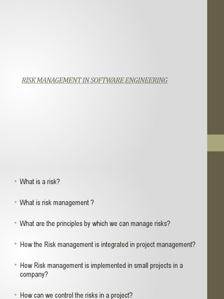 Risk Management in Software Engineering | PDF | Risk | Risk Management