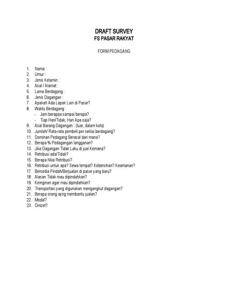Draft Form Survey | PDF