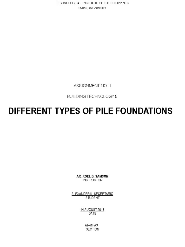 Types of Pile Foundations | PDF | Deep Foundation | Civil Engineering