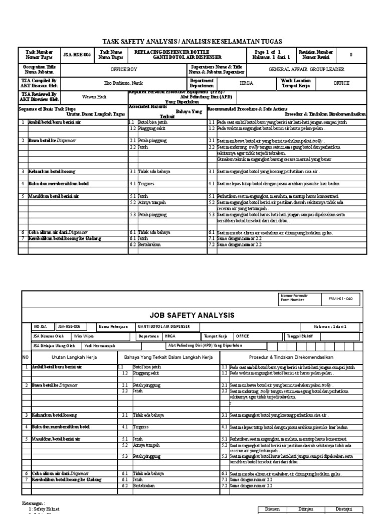 JSA - HGA - 003 Ganti Botol Air Dispensser | PDF