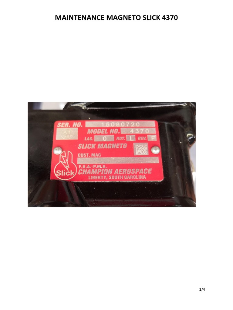 Maintenance du Magneto Slick 4370 | PDF