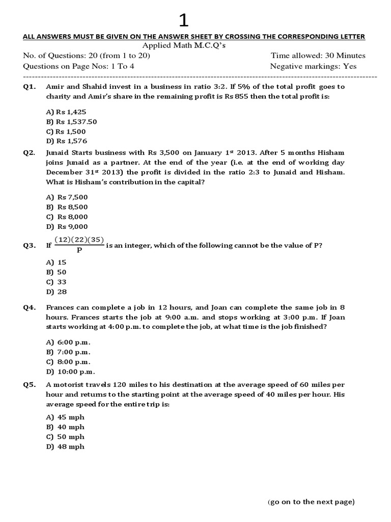 Math MCQs | PDF | Economies