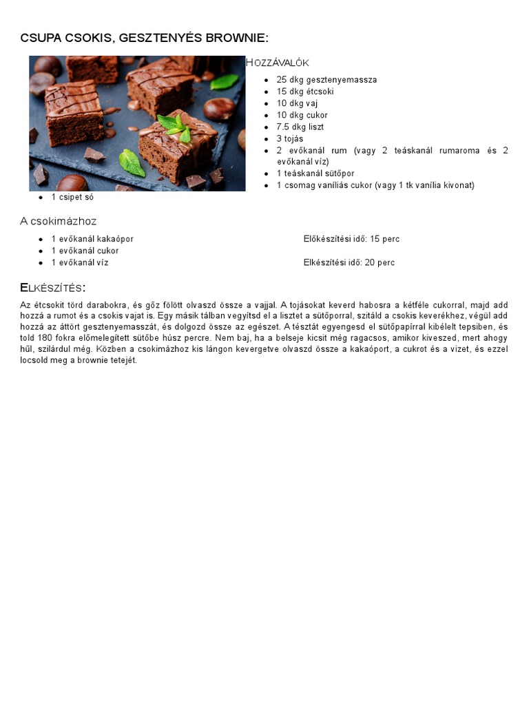 Csupa Csoki Gesztenyés Brownie Pdf
