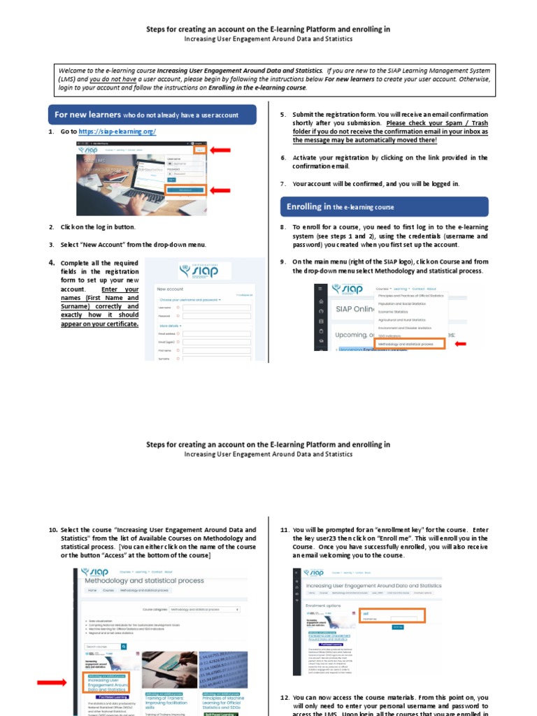 Steps For Registering and Enrolling On LMS - Horizontal | PDF | Login ...