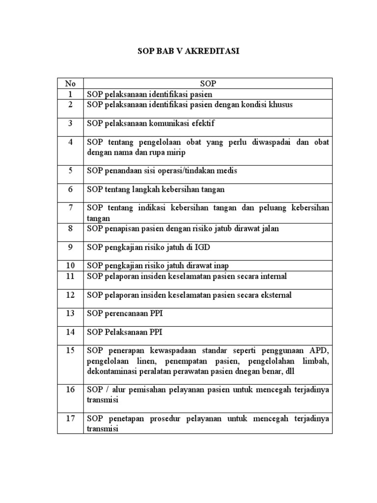 Sop Bab 5 Akreditasi | PDF