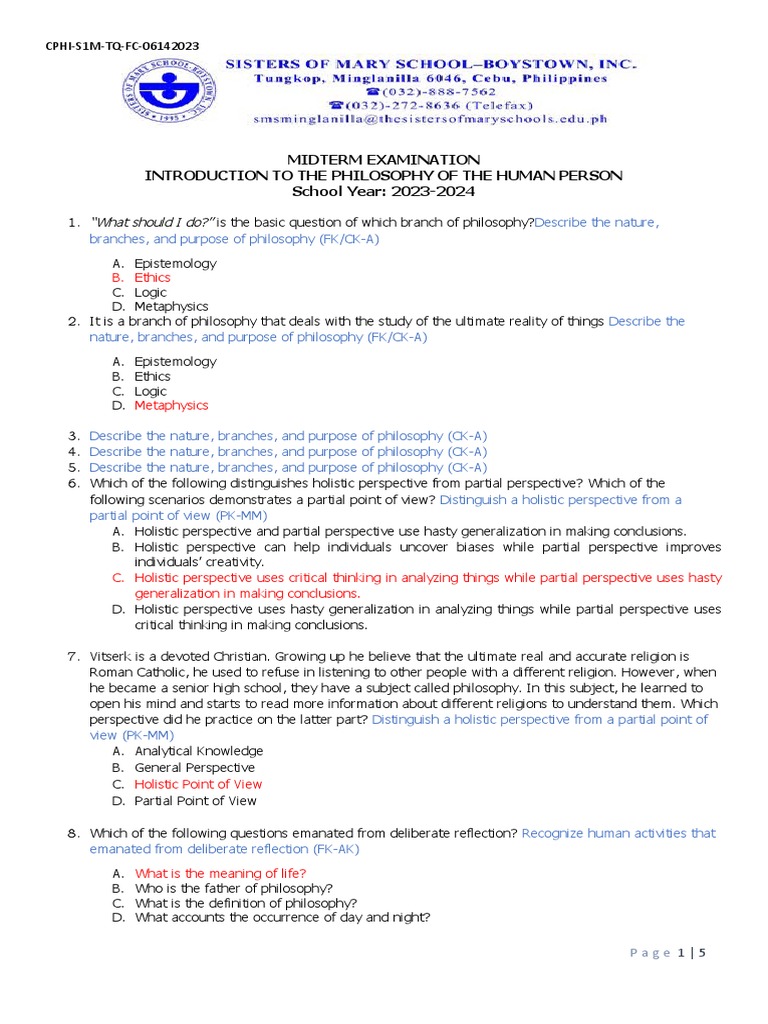Initial TQ Iphp | PDF | Truth | Knowledge