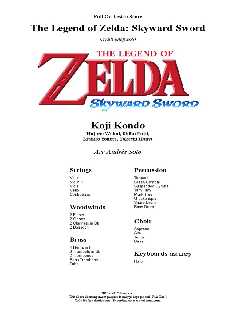 Zelda: Skyward Sword Score | PDF | Double Bass | Orchestras