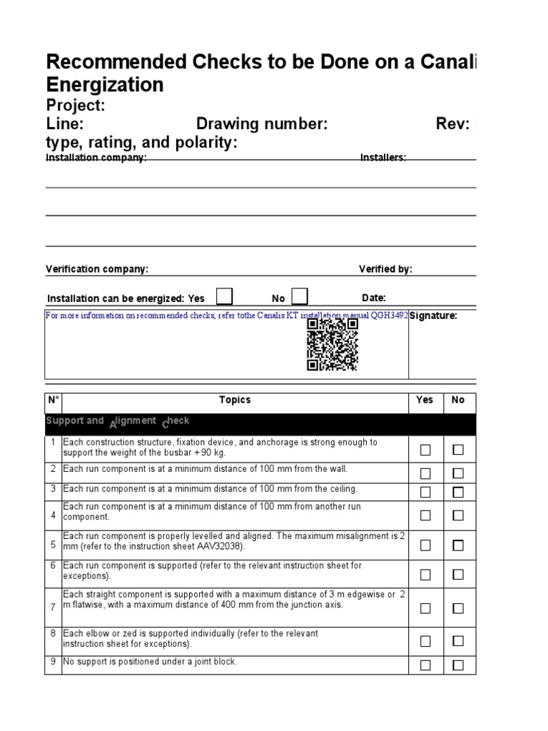 Canalis KT Line Installation Checks | PDF | Insulator (Electricity ...