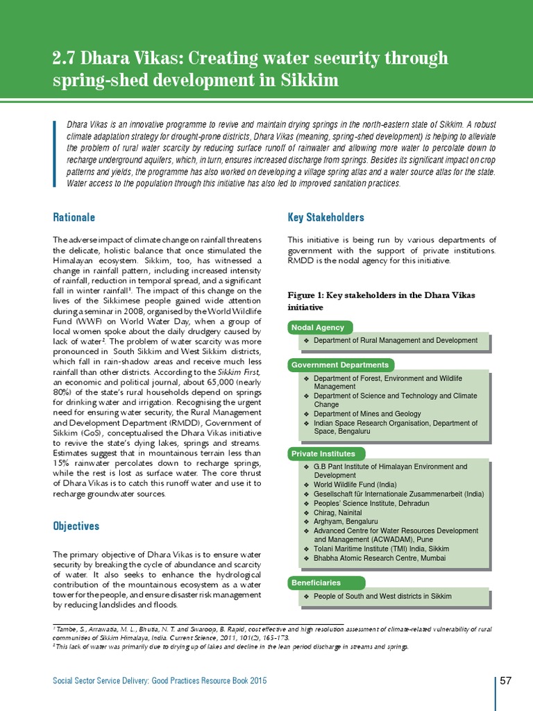 Dhara Vikas: Water Security in Sikkim | PDF | Water Scarcity | Water