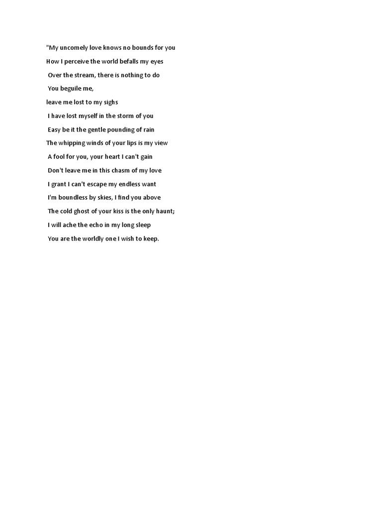 Boundless Love's Uncomely Yearning | PDF