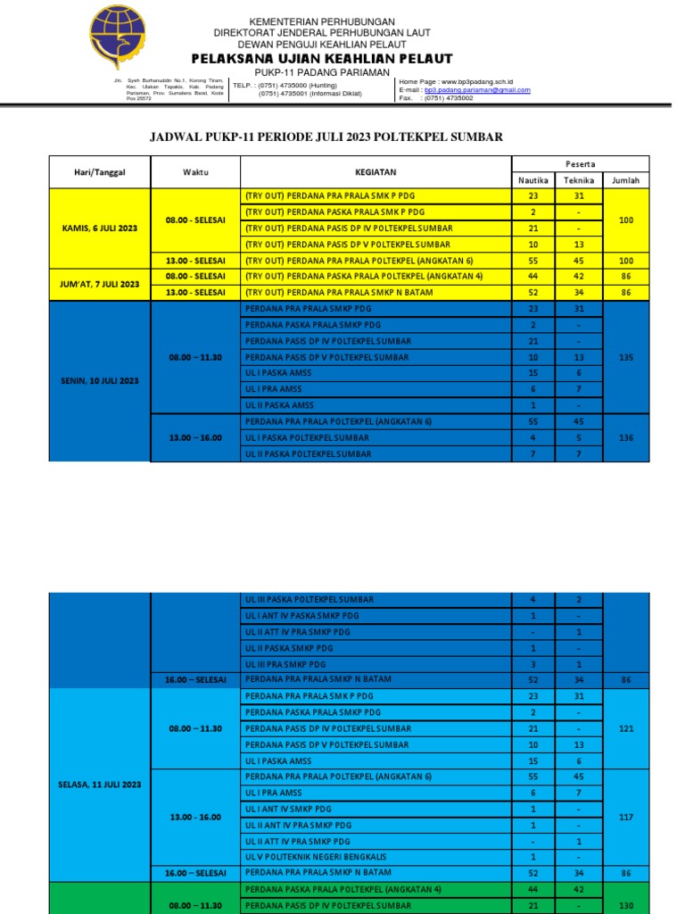 Jadwal Ukp Juli 2023 | PDF