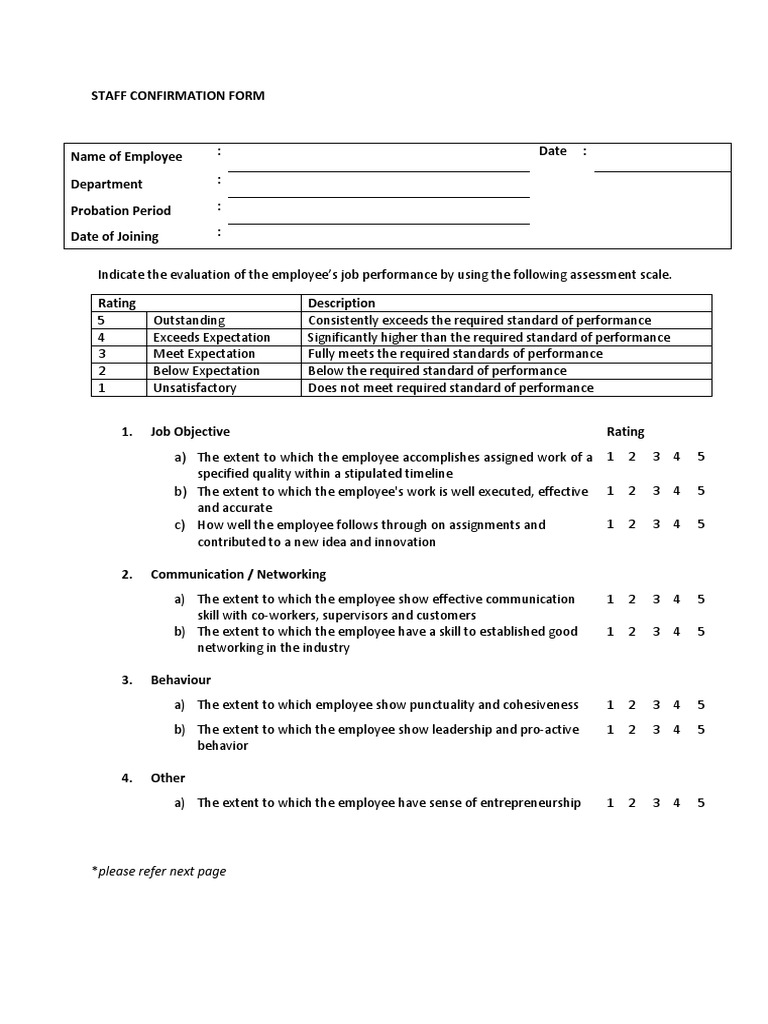 Staff Confirmation Form1 | PDF