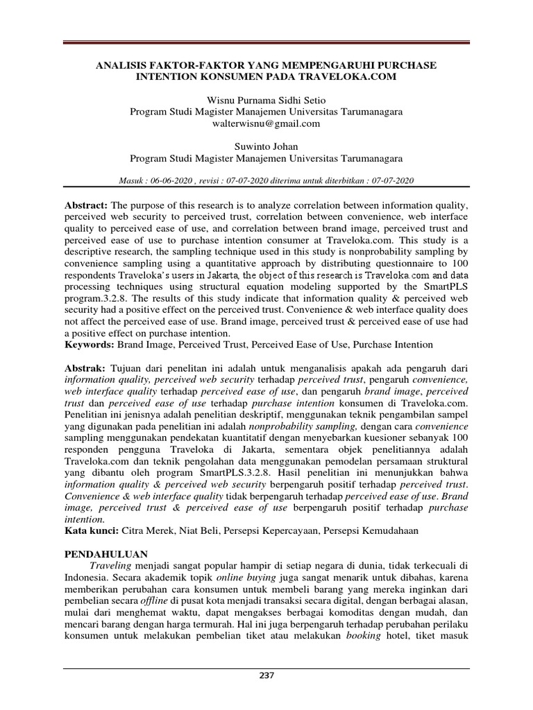 Analisis Faktor-Faktor Yang Mempengaruhi Purchase Intention Konsumen ...