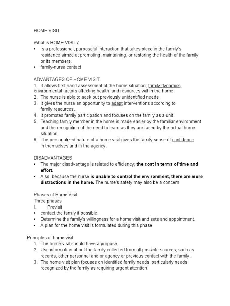 HOME VISIT-handout | PDF | Nursing | Medicine