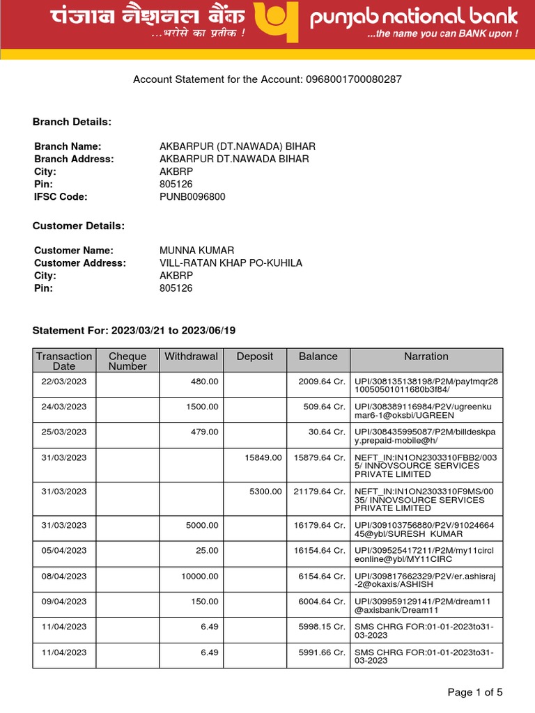mPassBook 20230321 20230619 0287 | PDF | Banks | Cheque