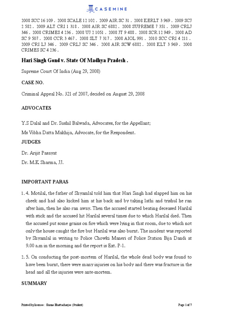 HS Gond | PDF | Insanity Defense | Burden Of Proof (Law)