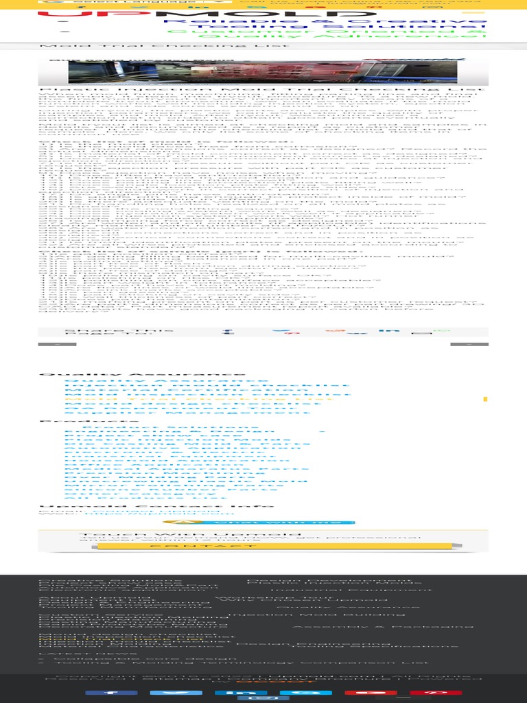 Injection Mold Trial Checklist Injection Molding Trial Review List ...