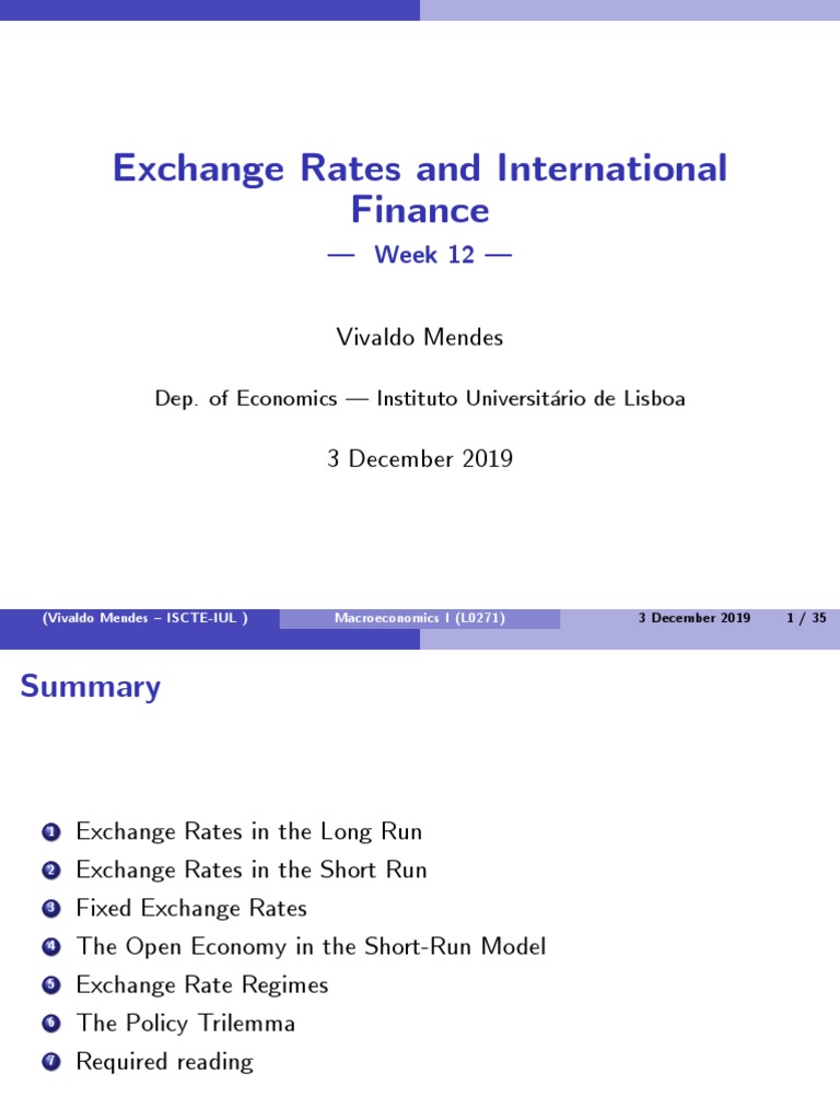 Exchange Rates in International Finance | PDF | Exchange Rate ...