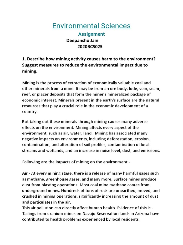 Evs Assignment Deepanshu Jain | PDF | Petroleum | Mining