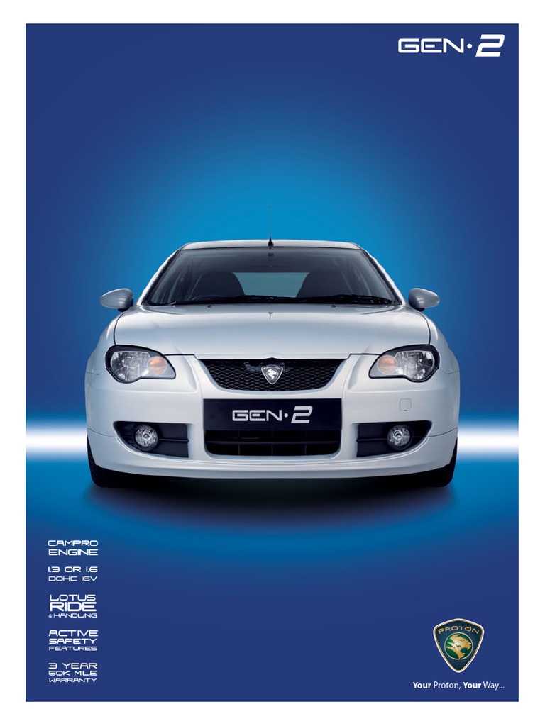 Proton Gen 2 Brochure Download Free Pdf Trunk Car Sedan