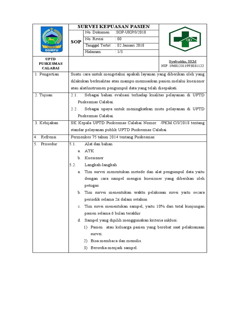 7.1.1.5 SOP Survey Kepuasan Pelanggan | PDF
