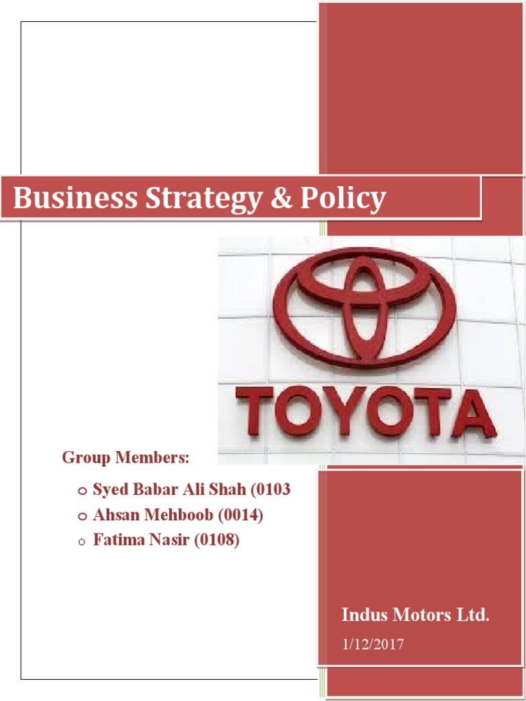 Toyota Indus Motors Strategic Analysis | PDF | Toyota | Car
