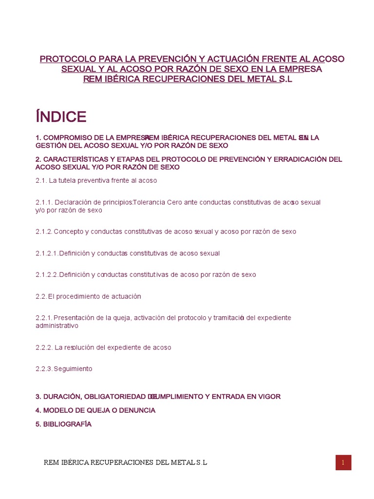 Protocolo Acoso Sexual Rem | PDF | Acoso sexual | Justicia