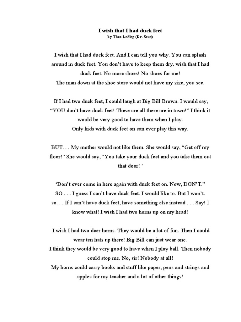 I Wish That I Had Duck Feet | PDF