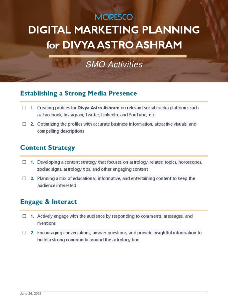DIGITAL MARKETING PLANNING For DIVYA ASTRO ASHRAM (SMO) | PDF | Popular Culture & Media Studies ...