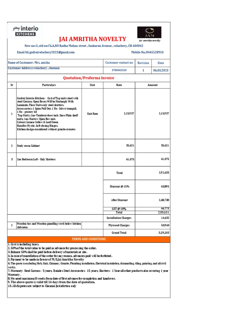 Quotation - Godrej Modular Kitchen | Download Free PDF | Building ...