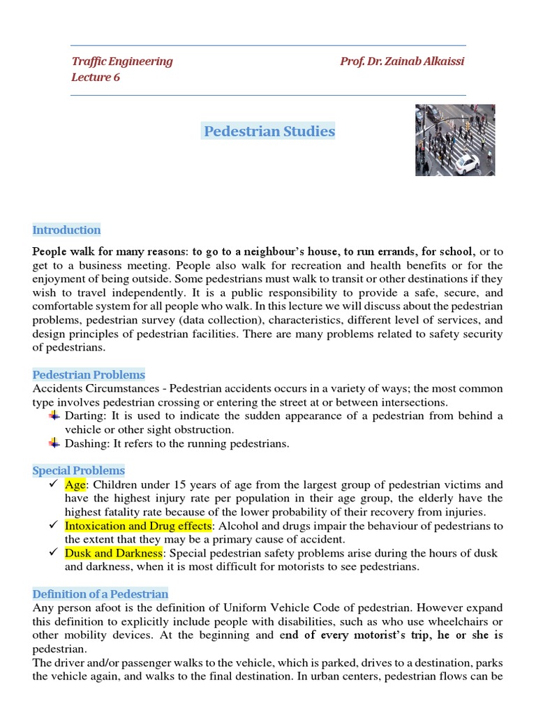Pedestrian Studies in Traffic Engineering | PDF | Traffic | Pedestrian ...