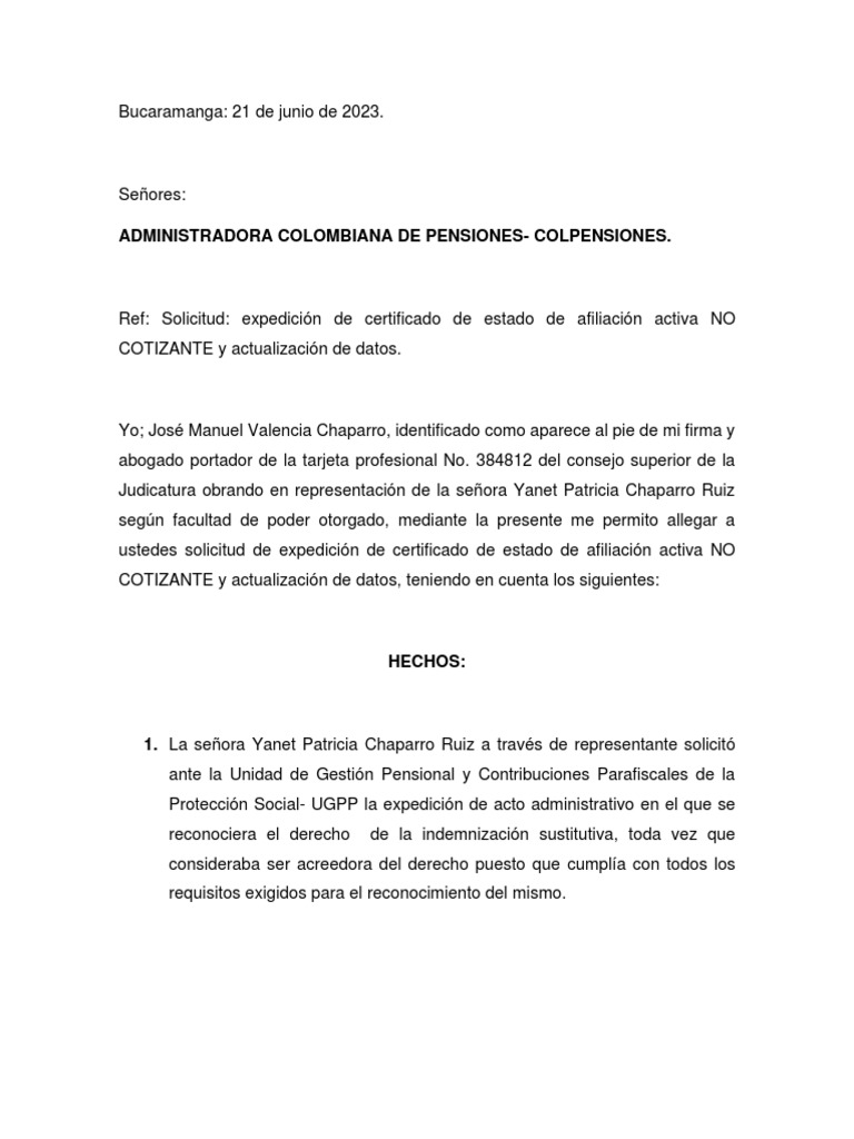 SOLICITUD A COLPENSIONES | PDF | Pensión | Colombia