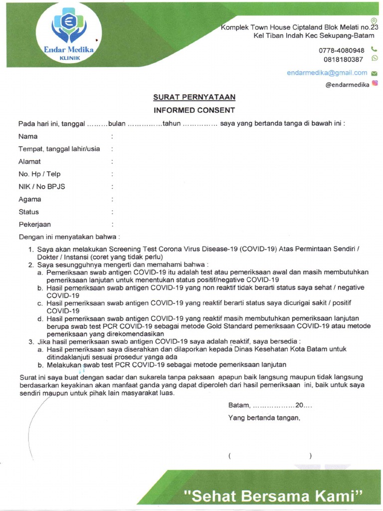 Informed Consent Klinik Endar Medika | PDF