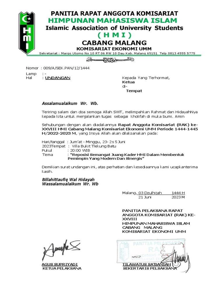 Undangan Ketua Pmii Se Umm | PDF