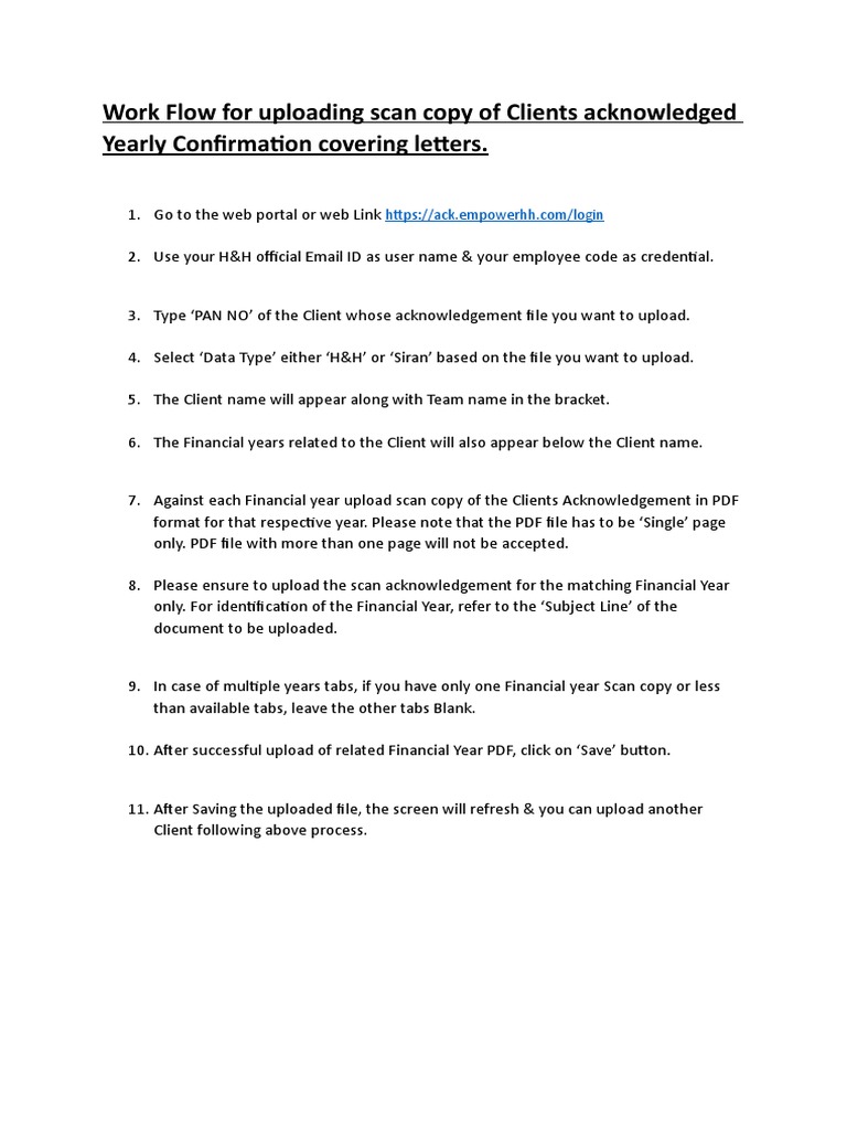 Uploading Client Acknowledgements Guide | PDF